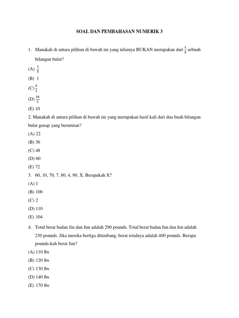 Latihan Soal Penalaran Kuantitatif | PDF | Metode & Bahan Ajar