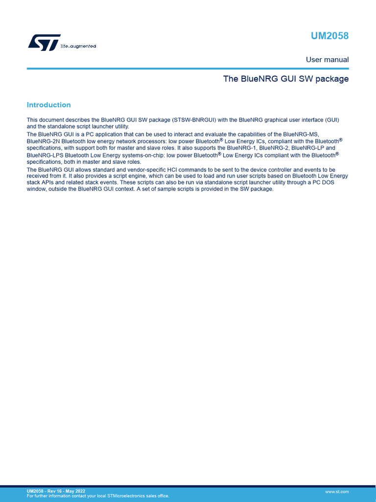 Um2058 The Bluenrg Gui SW Package Stmicroelectronics | PDF | Graphical ...