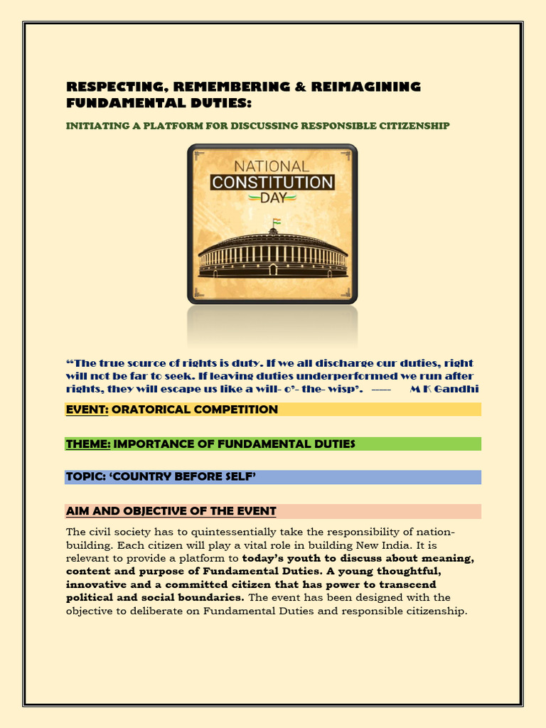 Oratorical Competition - Fundamental Duties | PDF | Government | Justice