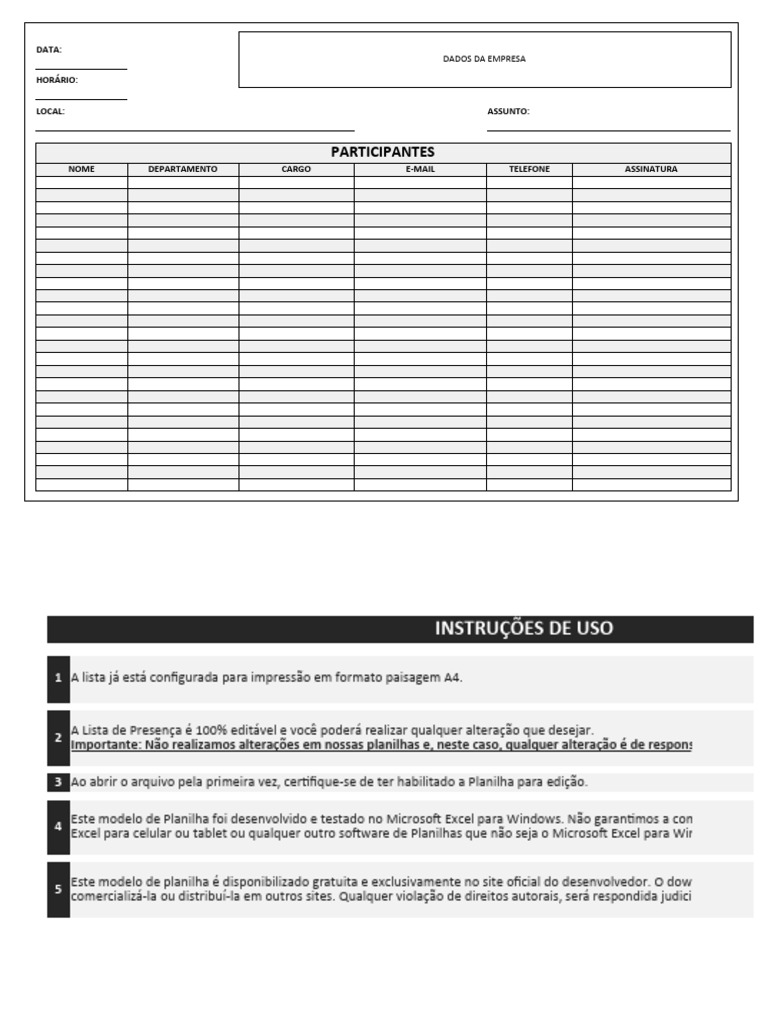 Modelo de Lista de Presenca 5 | PDF Modelo de Lista de Presenca 5 | PDF