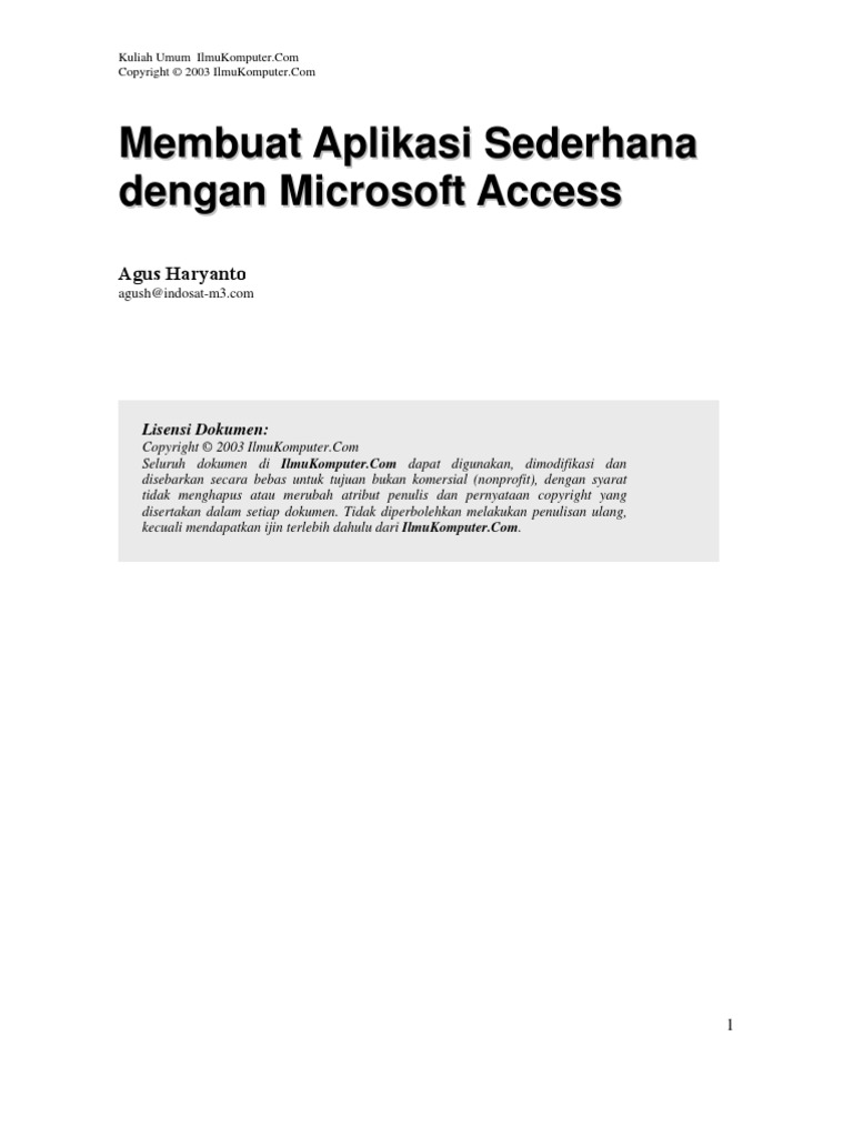 Cara Membuat Aplikasi Di Microsof Access | PDF