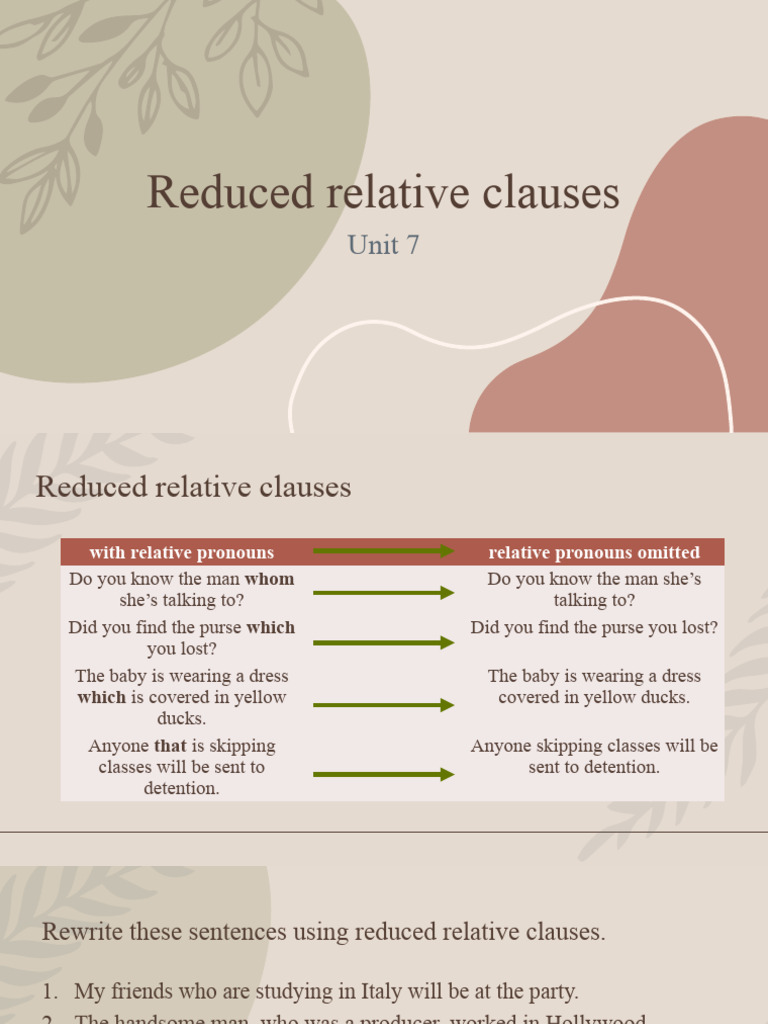 Reduced Relative Clauses | PDF
