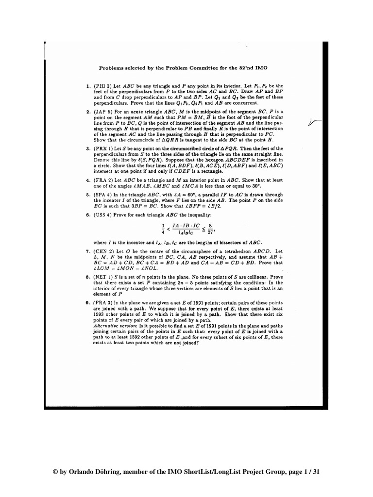 IMO ShortList/LongList Overview | PDF | Law | Science & Mathematics