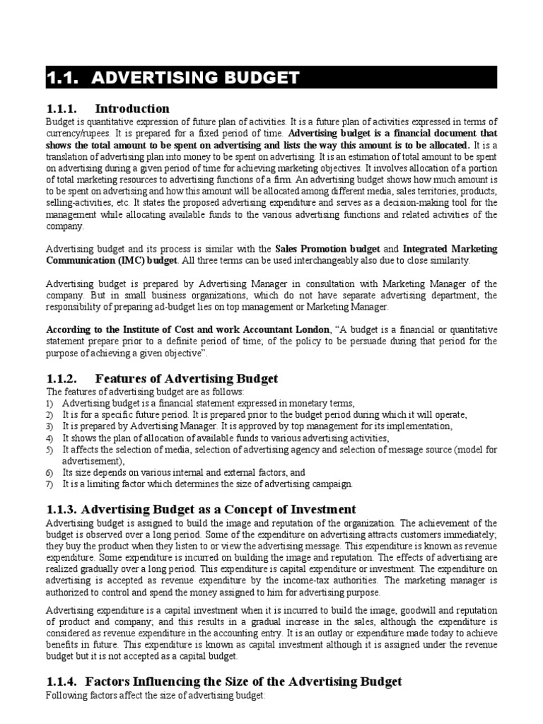 Advertising Budget | PDF | Advertising | Competition