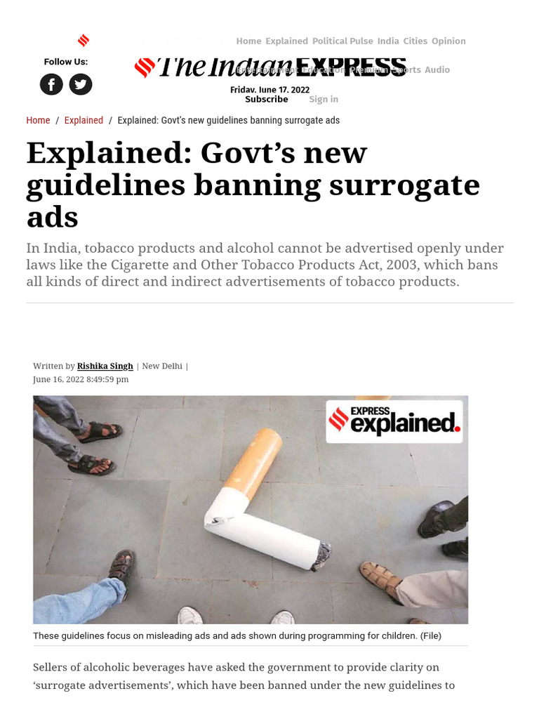 Explained - Govt's New Guidelines Banning Surrogate Ads - Explained ... Explained - Govt's New Guidelines Banning Surrogate Ads - Explained ...