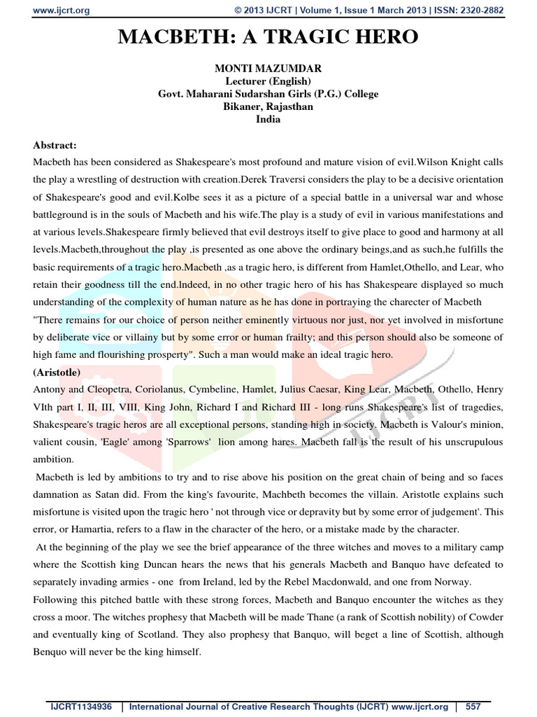 Macbeth A Tragic Hero | PDF | Macbeth | Shakespearean Tragedies