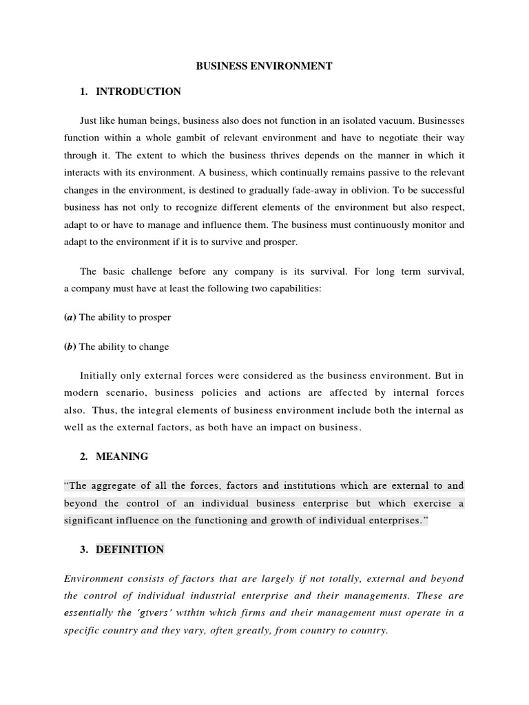 Business Environment | PDF | Macroeconomics | Organizational Culture