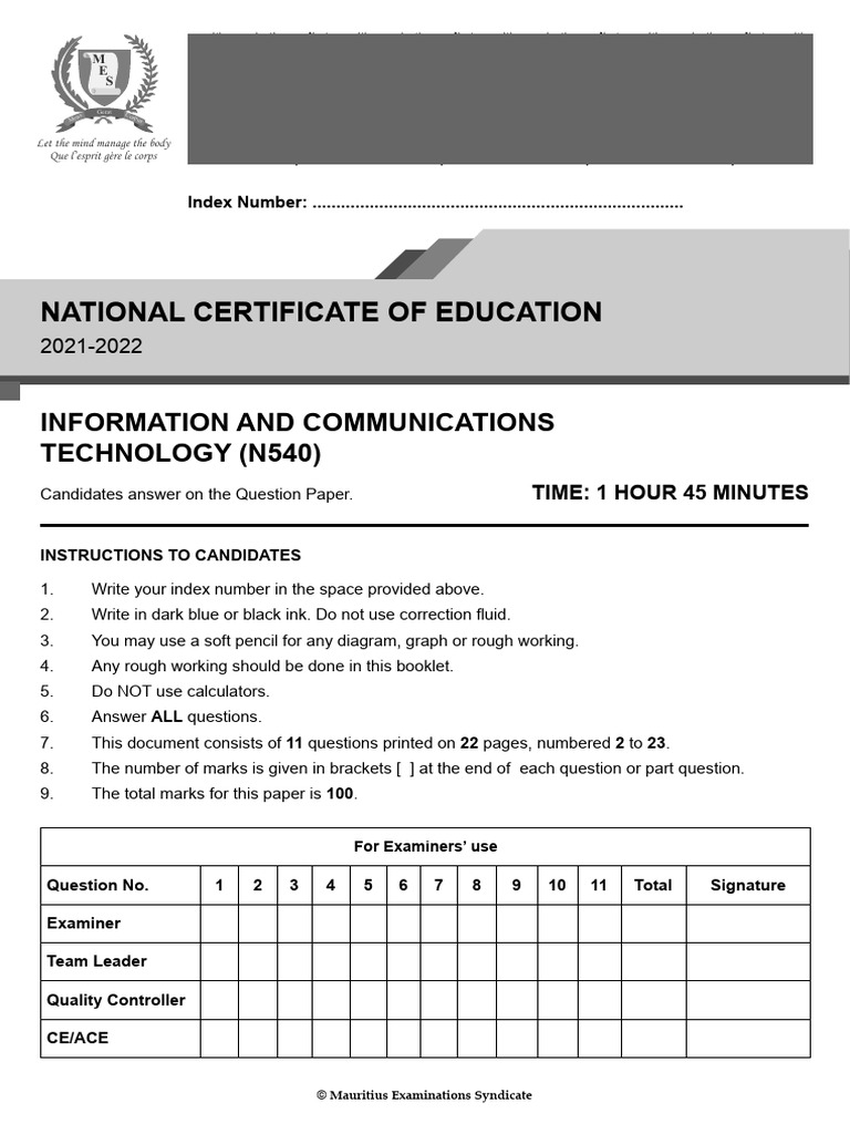 NCE Information Communications Tech 2021 2022 | PDF | Body Mass Index | Computer Network
