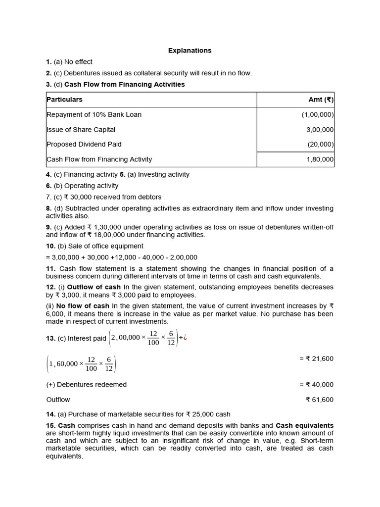 Cash Flow Statement Questions | PDF