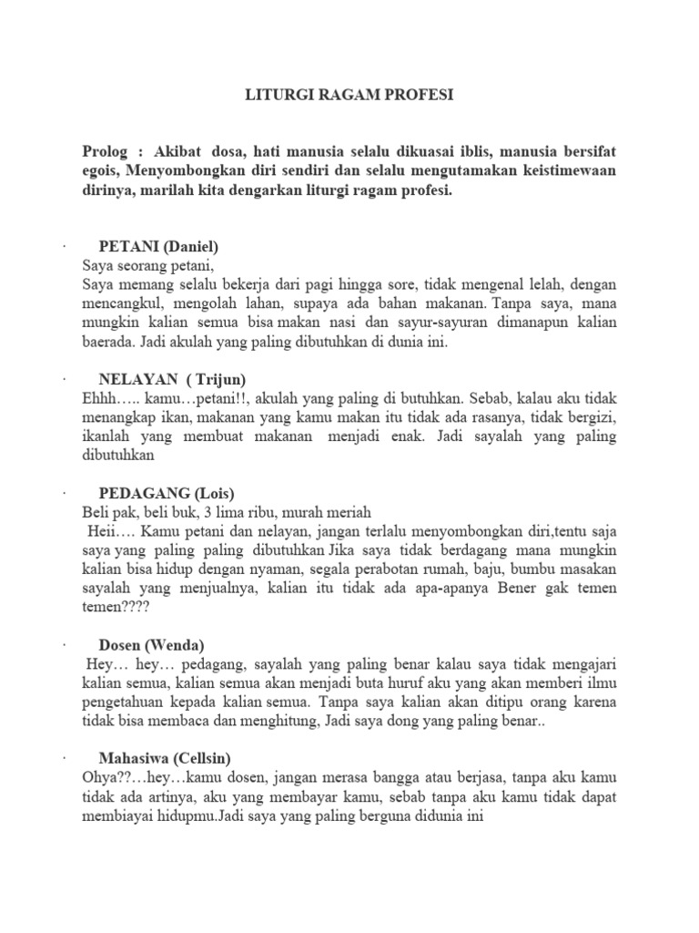 Liturgi Ragam Profesi Natal | PDF