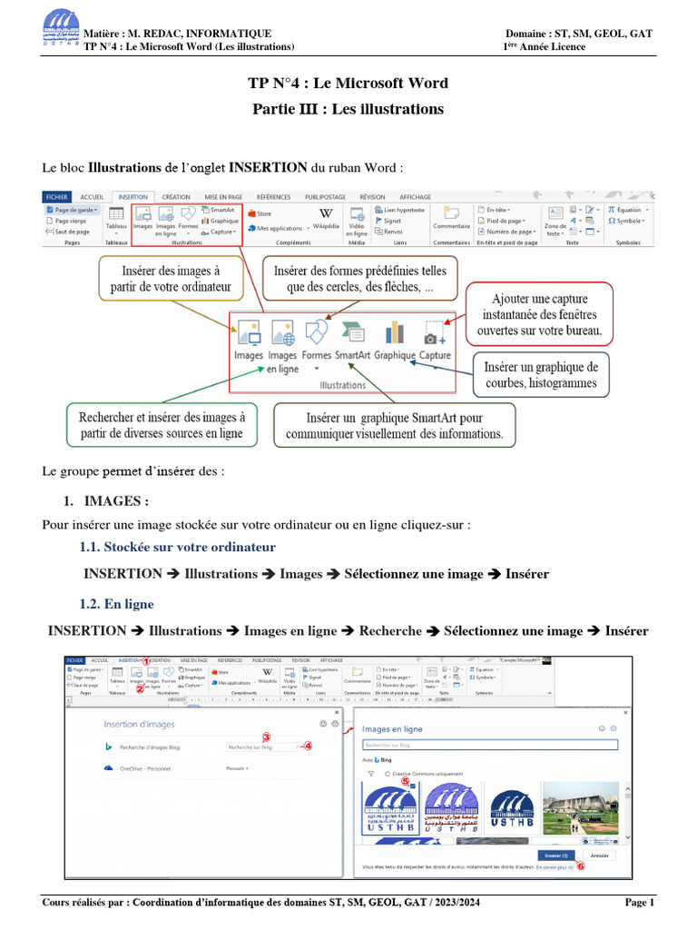 TP N°4 Microsoft Word (Les Illustrations) | PDF | Microsoft Word | Informatique