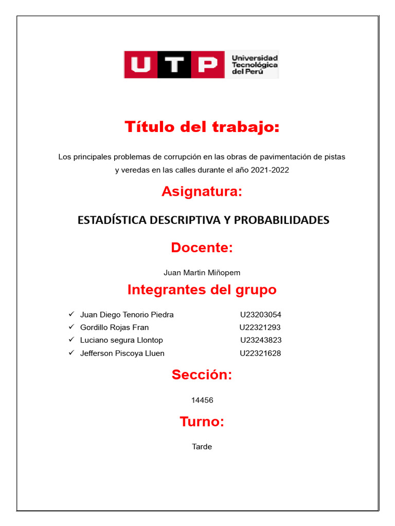 Proyecto Final Edp | PDF | Corrupción política | Estadísticas
