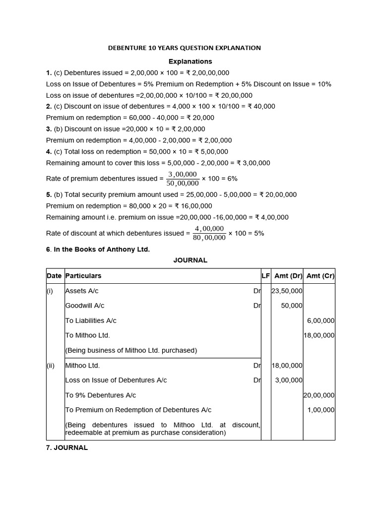 Debenture 10 Years Explanation | PDF | Economies | Financial Economics