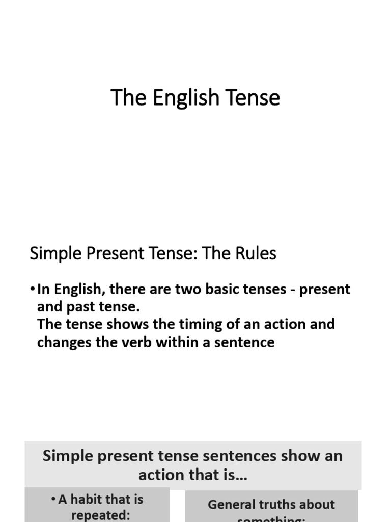 The English Tense Video Slide | PDF | Grammatical Tense | Verb