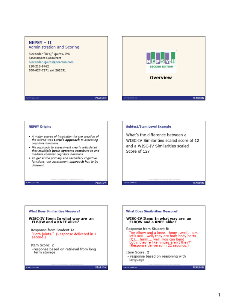 331 Nepsy_AEQ_Short handouts copy | PDF | Behavioural Sciences | Cognitive Science