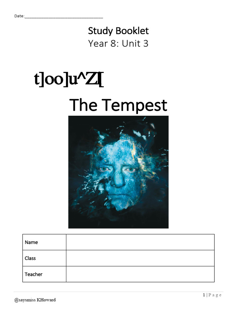 The Tempest Study Guide for Year 8 | PDF | Young Adult