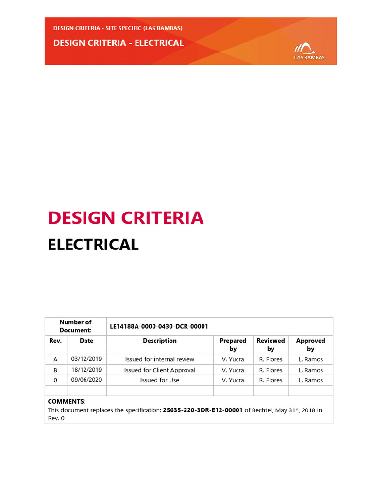 Las Bambas Electrical Design Criteria | PDF
