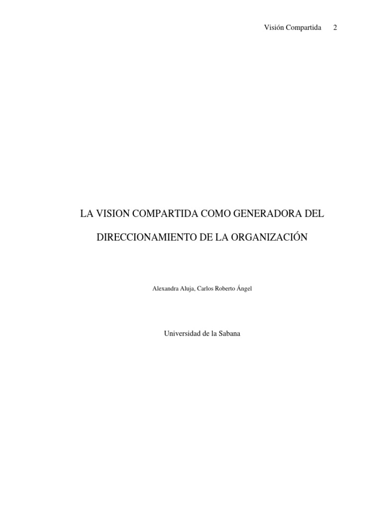 La Visión Compartida Como Generadora Del Direccionamiento de La ...