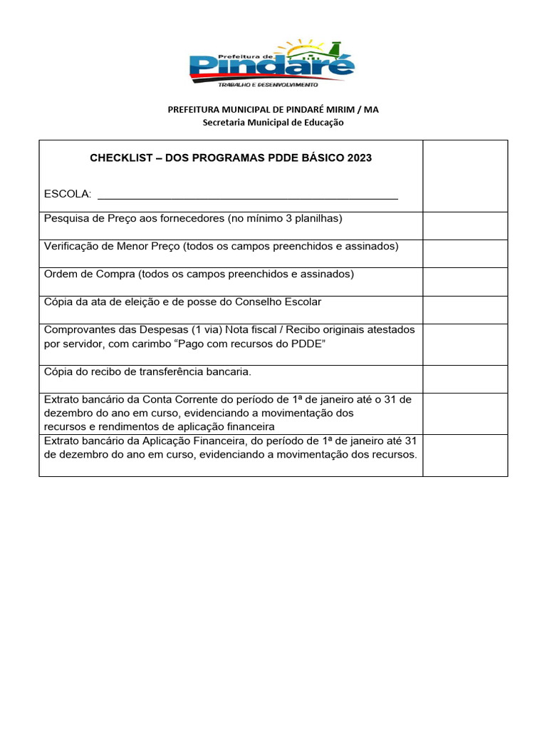Checklist Programas 2023 | PDF
