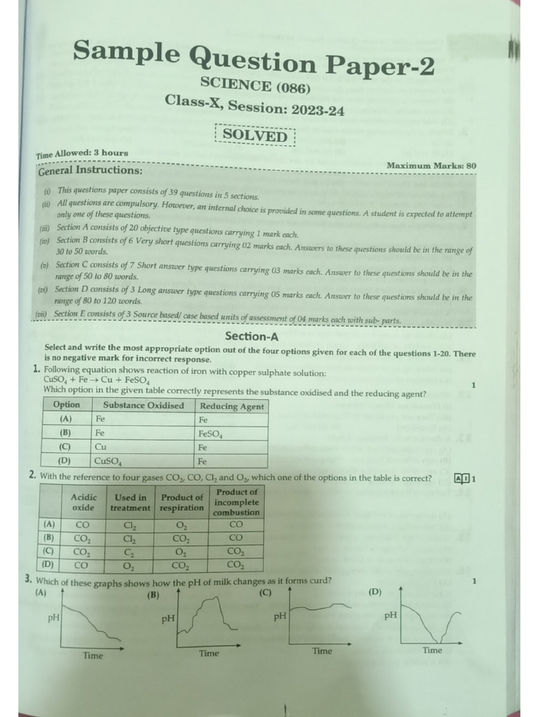 Sample paper-2 [Science] | PDF
