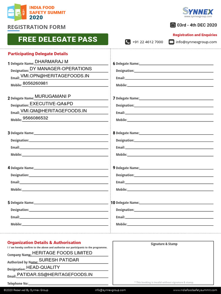 Delegate Registration Form for Summit | PDF | Finance & Money Management