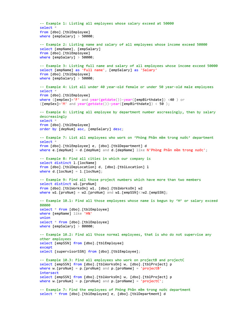 SQL Queries for Employee Data Analysis | PDF | Computers