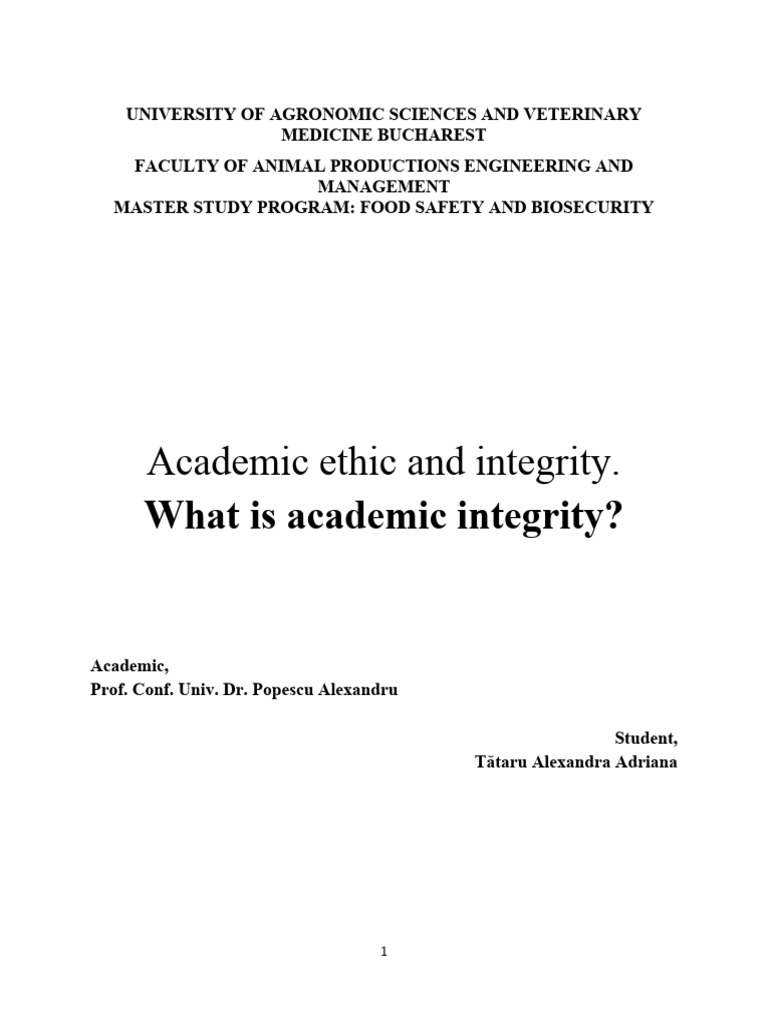 What Is Academic Integrity-Alexandra Tataru | PDF | Wellness | Science ...