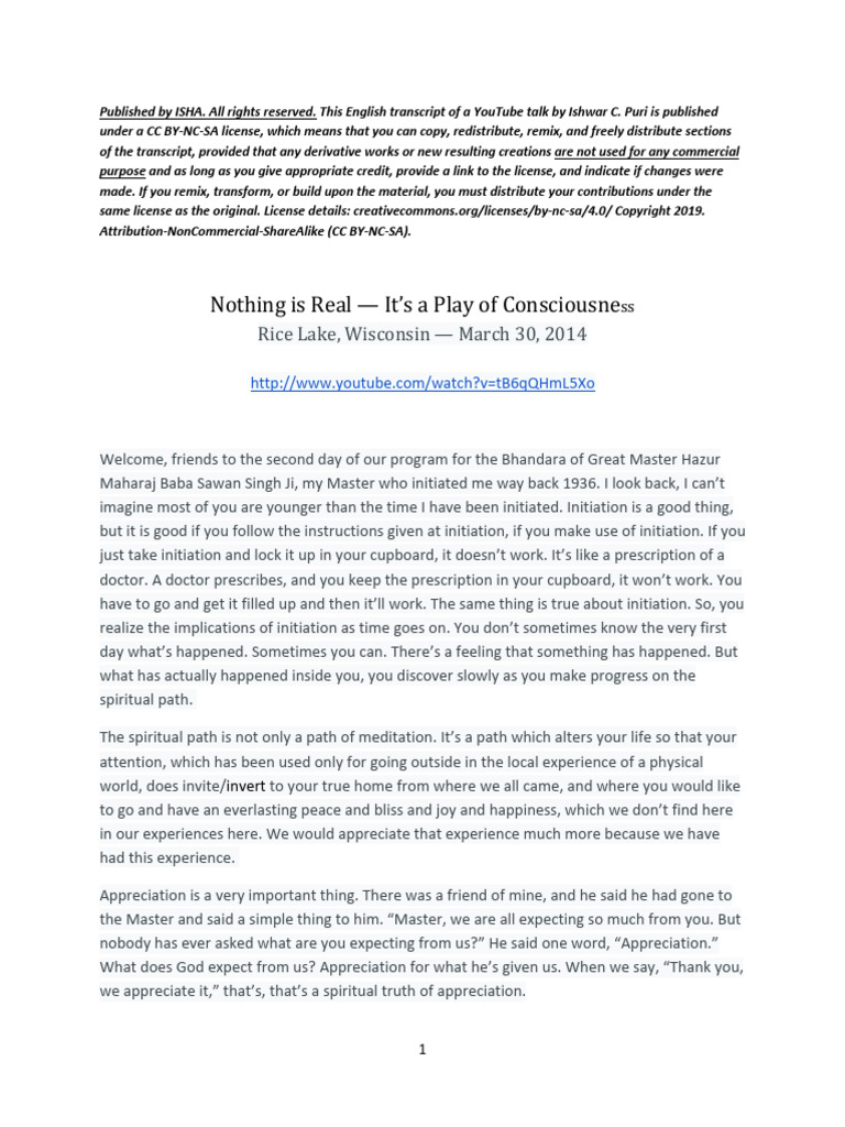 Nothing Is Real - It - S A Play of Consciousness | PDF | Experience ...