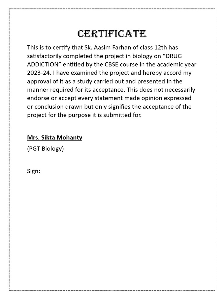 BIO ASSIGNMENT FOR CLASS 12 | PDF | Alcoholism | Cocaine