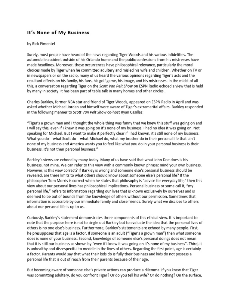 5 Its None of My Business Article | PDF