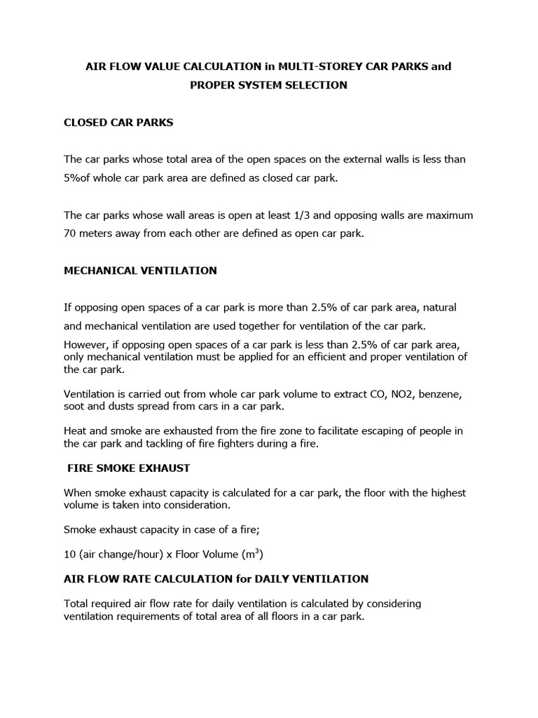 VENCO Articles Ventilation in Multi Storey Car Parks | PDF ...