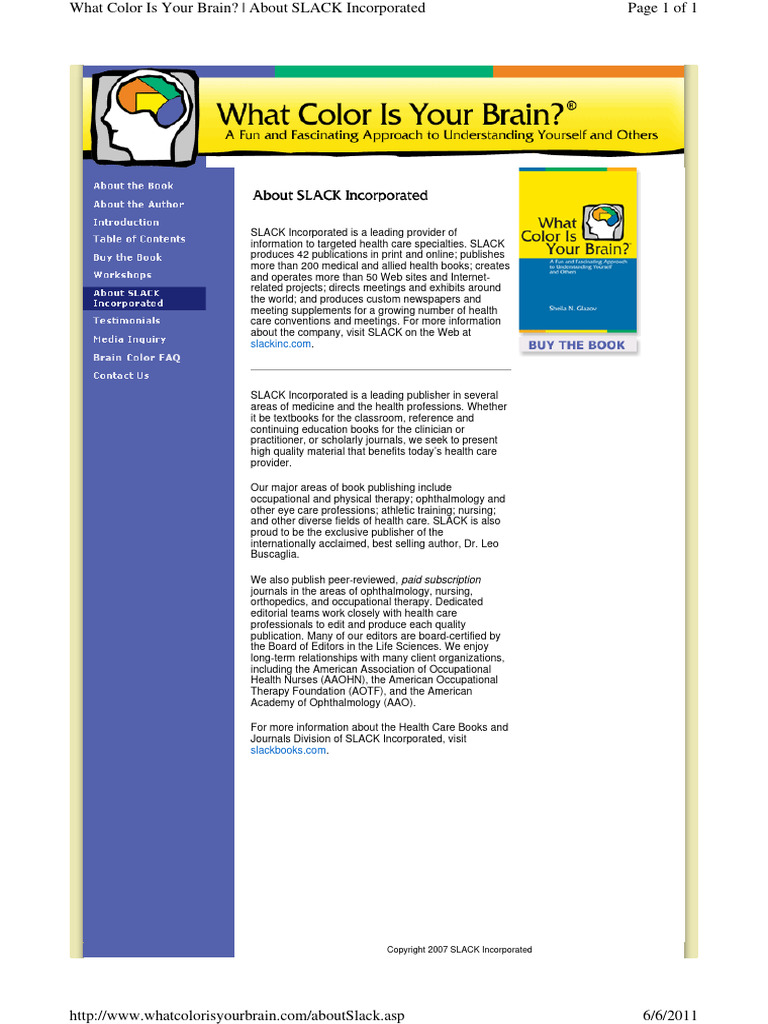 What Color is Your Brain (6) SLACK Inc | PDF | Publishing | Health Care