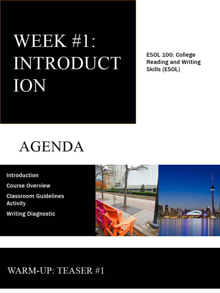 Week 1 Introduction - ESOL 100 | PDF | English As A Second Or Foreign Language | Learning