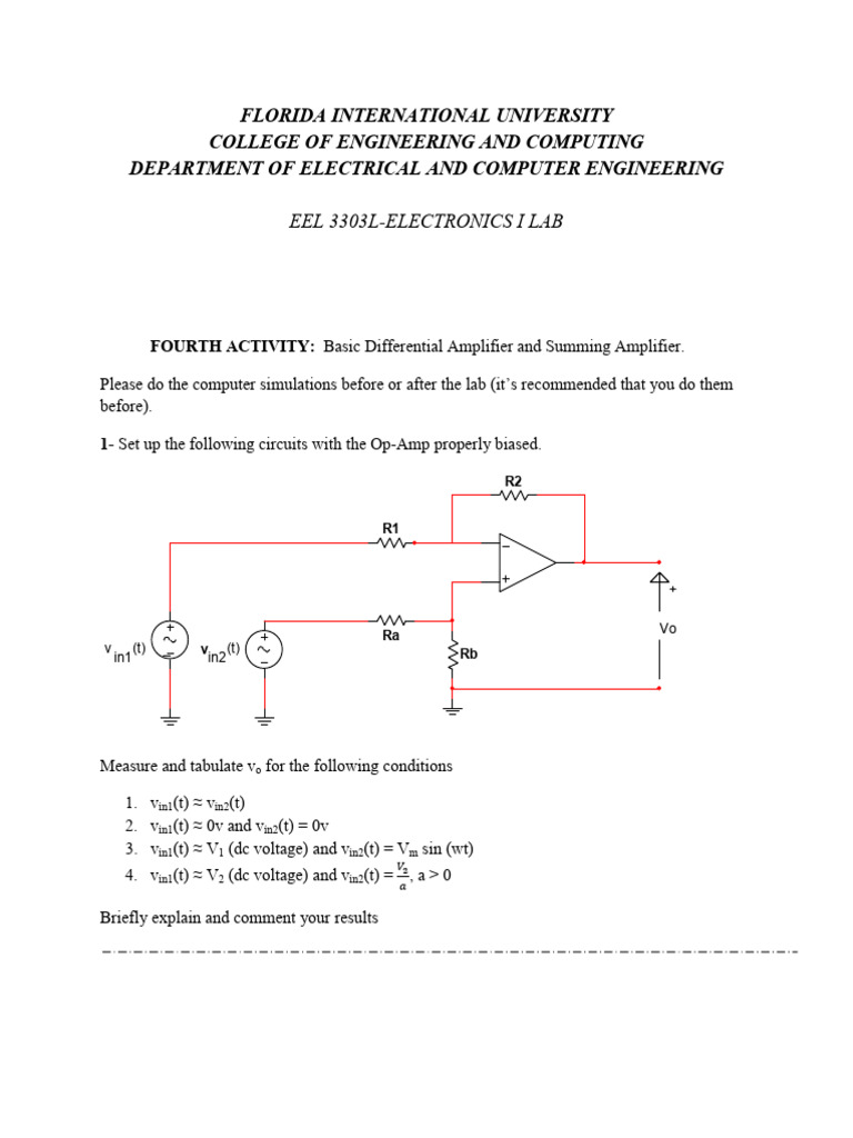 Elec I Lab 4 | PDF | Operational Amplifier | Amplifier