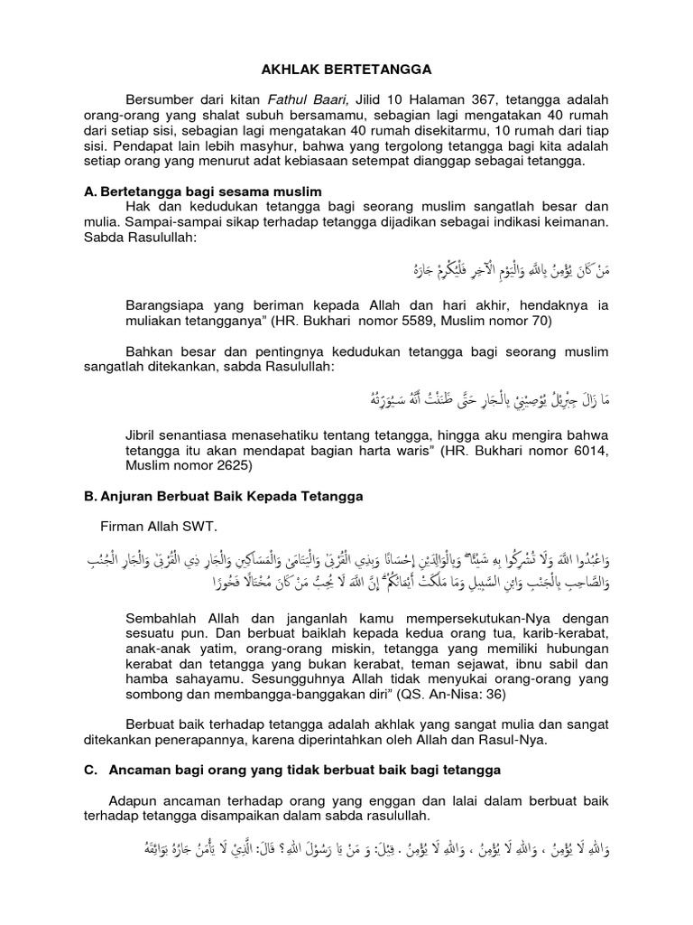 Akhlak Bertetangga | PDF
