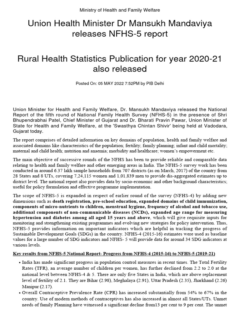 National Family Health Survey 5 | PDF