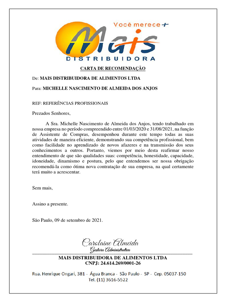 Modelo Carta De Recomendação Pdf 3540