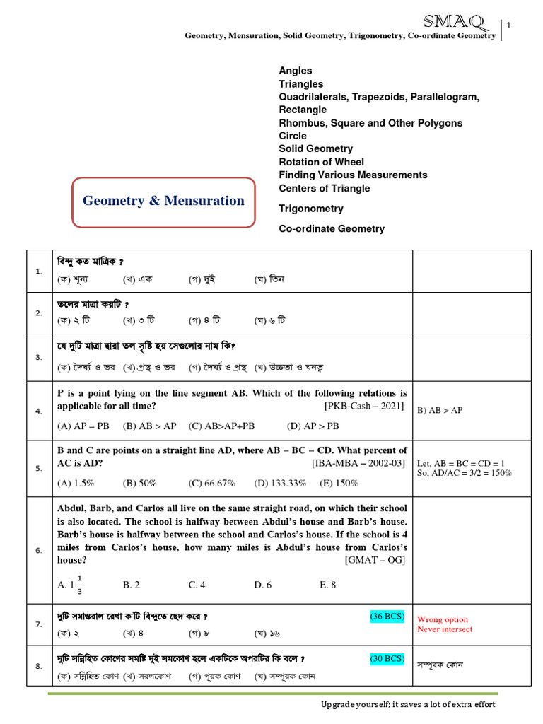 Geometry-Mensuration-Trigonometry-Coordinate Geometry - 613 | PDF
