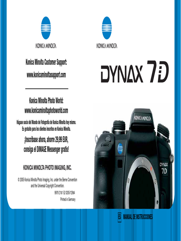 Manual Konica Minolta Dynax 7D | PDF | Cámara | Incendios
