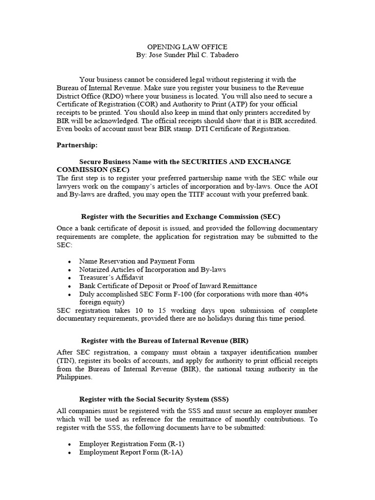 Opening Law Office | PDF