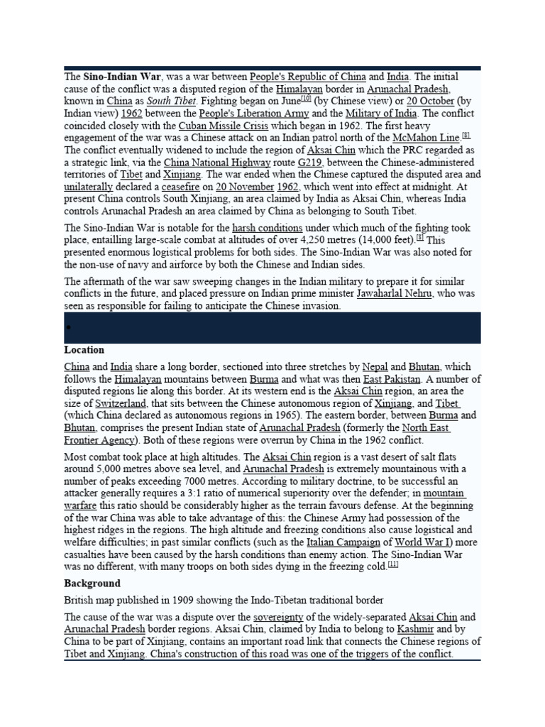 India China 1962 War | PDF | International Security | International ...