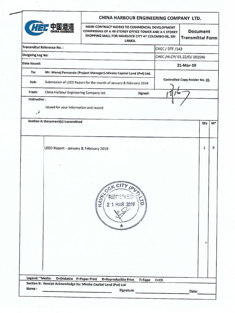 001596-DTF-143-Submission of LEED Report For January & February 2019 ...