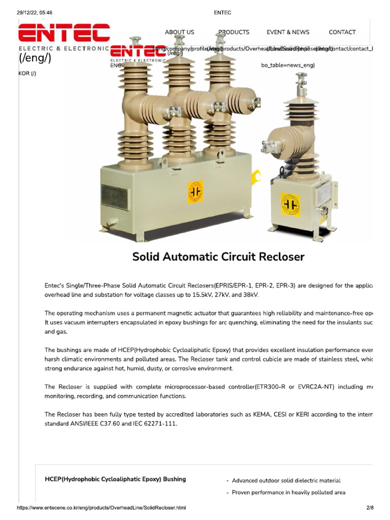Recloser ENTEC, KOREA - EMPRESA ENERGIA DE HONDURAS EEH | PDF