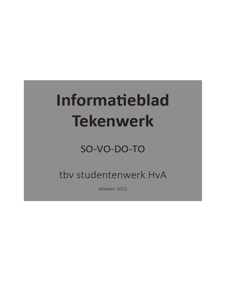 Informatieblad Tekenwerk SO VO DO To | PDF