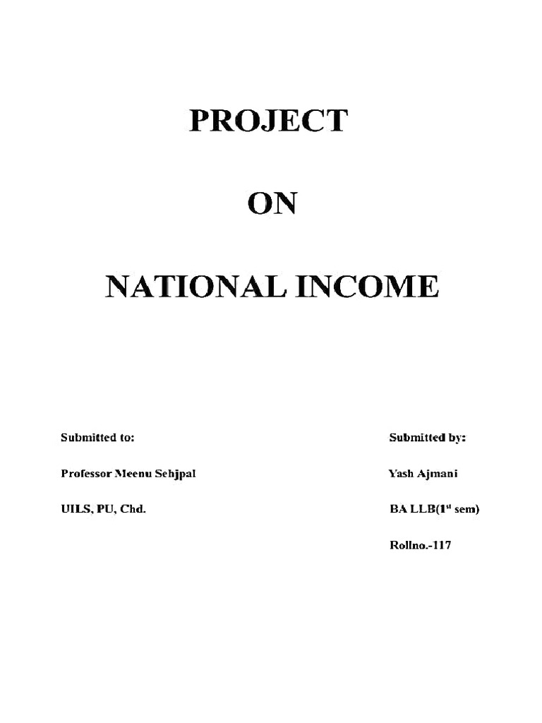 National Income Project | PDF