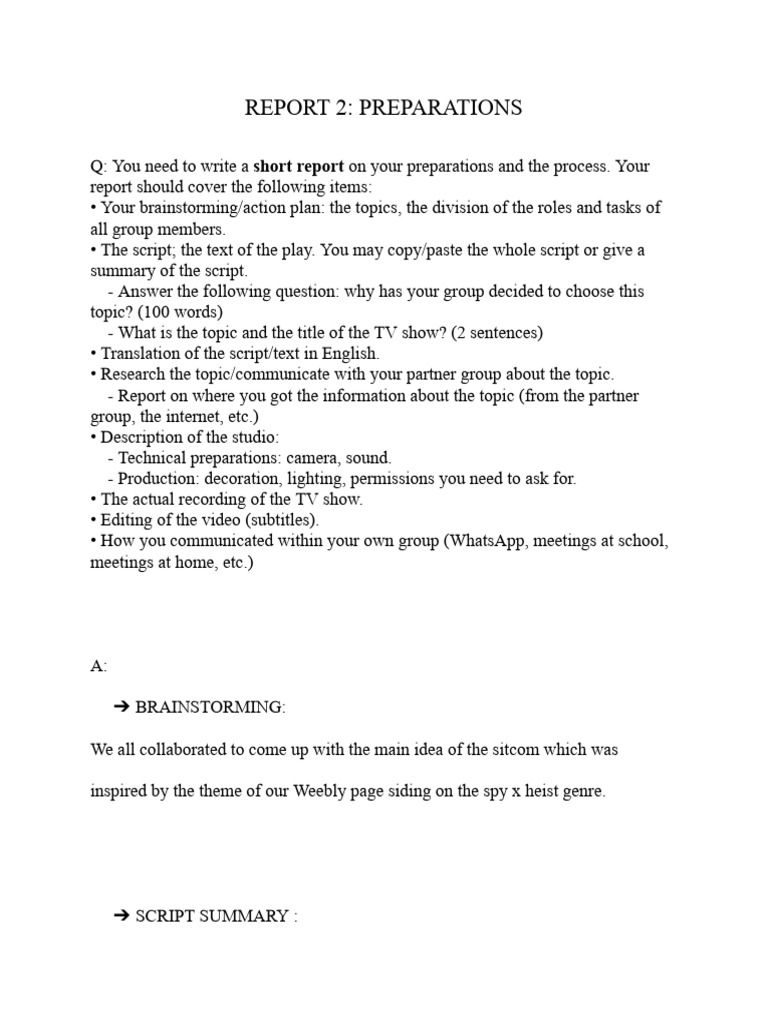 Report 2 Preparations - Oceans 5 | PDF | Foreign Language Studies