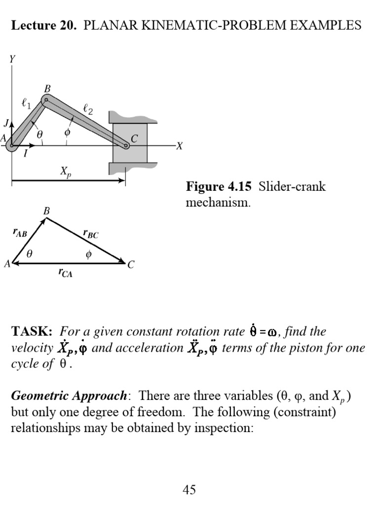 Lecture 20. Planar Kinematic-Problem Examples: Mechanism | Download Free PDF | Euclidean Vector ...