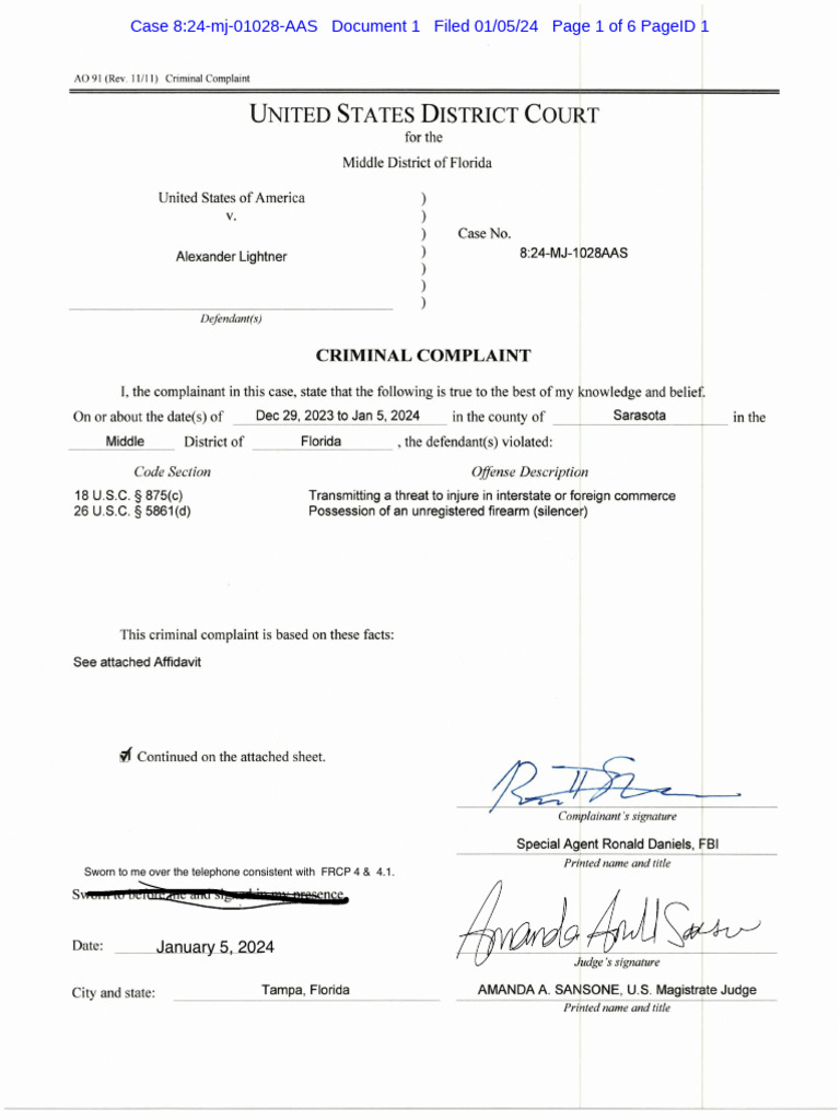 Alexander Lightner | PDF | Probable Cause | Complaint