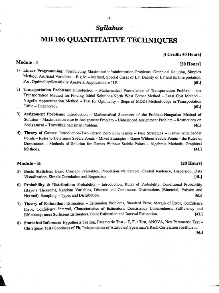 MAKAUT QUANTITATIVE TECHNIQUES - Compressed - Copy | PDF