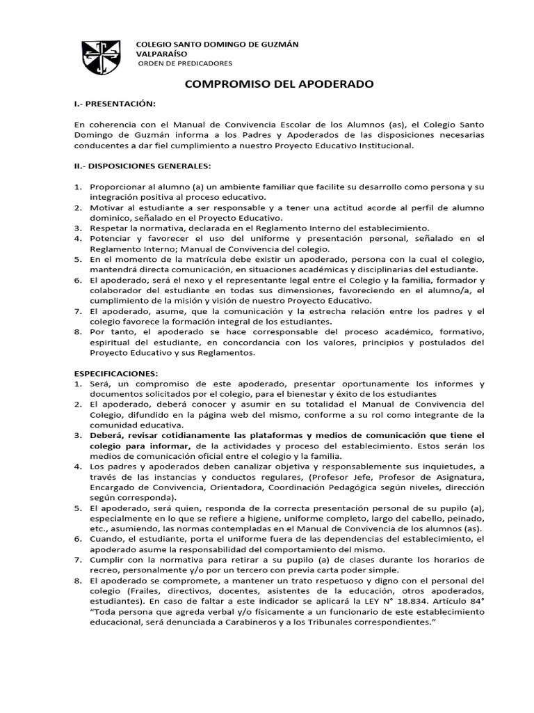 Compromiso Apoderado 2024 | PDF